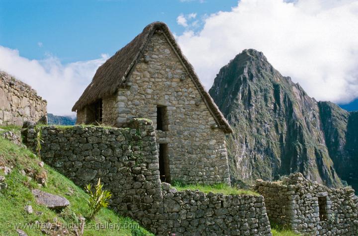 Pictures of Peru - Machu Picchu-0002 - a restored house, Inca architecture Pictures of Peru - Machu Picchu-0002 - a restored house, Inca architecture